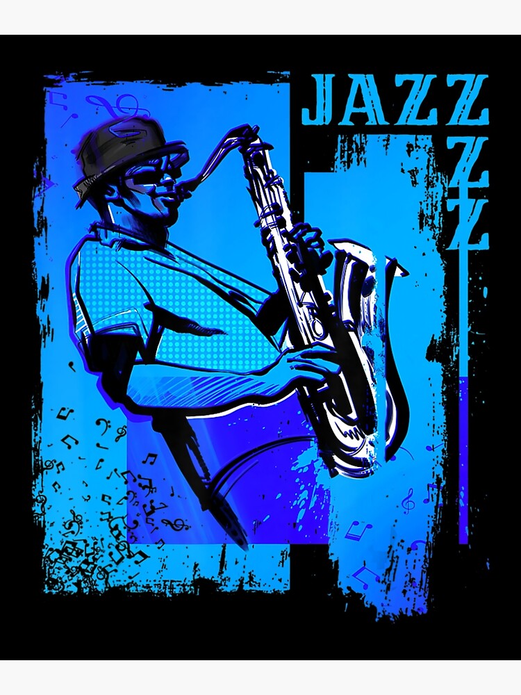 "Jazz Saxophone Player Blue Sheet Music Blue Notes" Art Print for Sale ...