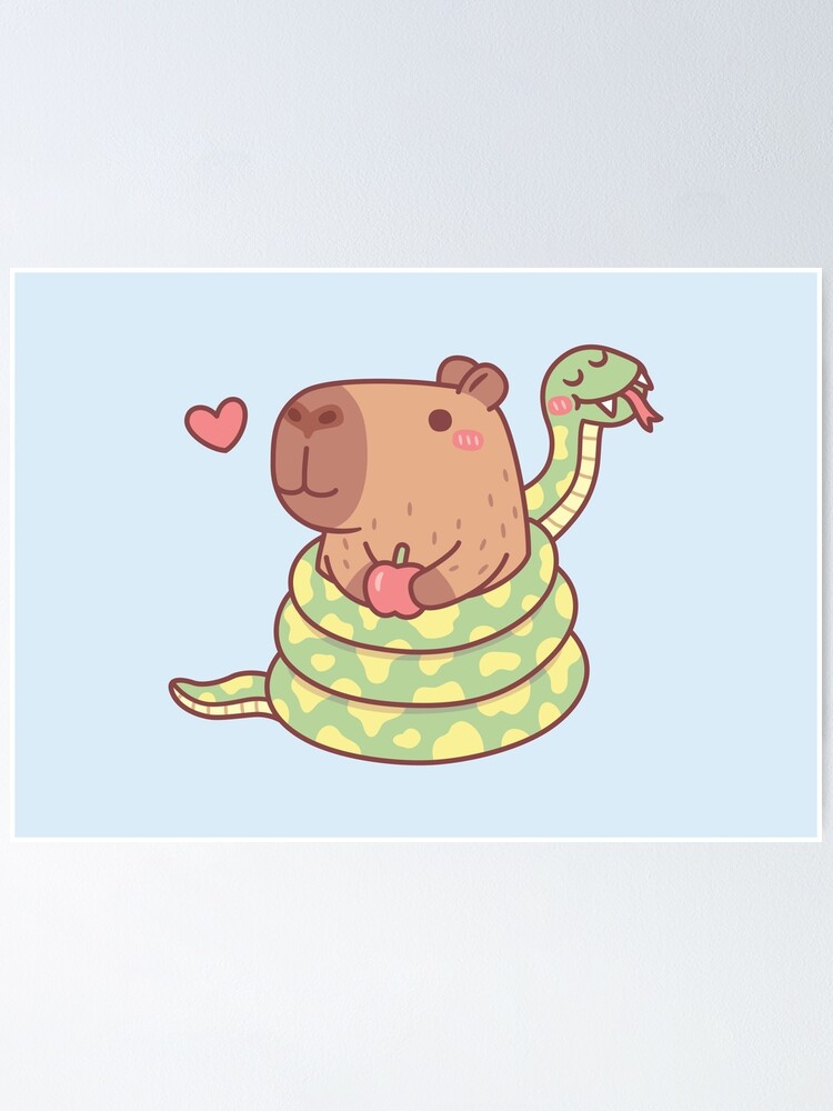"Funny Snake Wrapped Around Capybara" Poster for Sale by rustydoodle ...