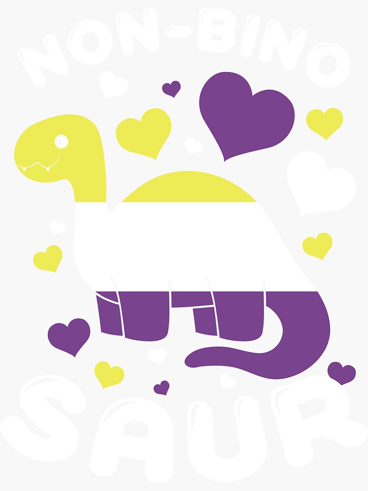 "Non-Binosaur Yellow White and Purple LGBT Dinosaur Gay Pride Tshirt ...