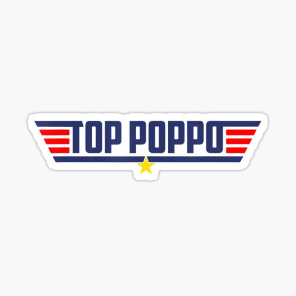 "Mens Top Poppo Personalized 80S Dad Humor Movie Gun" Sticker for Sale ...