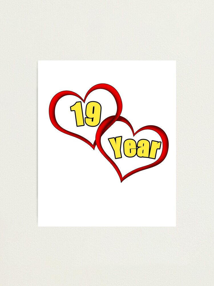 Lámina fotográfica «Corazón de cumpleaños - 19 años - Corazón rojo ...