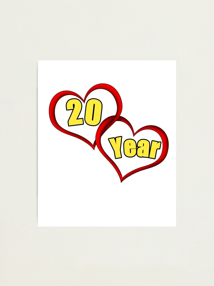 Lámina fotográfica « Corazón de cumpleaños - 20 años - Corazón rojo ...