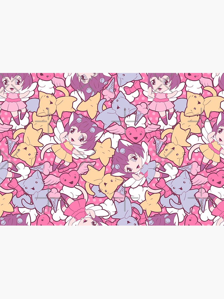 "Pink anime and cat doodle background p" Sticker for Sale by ...