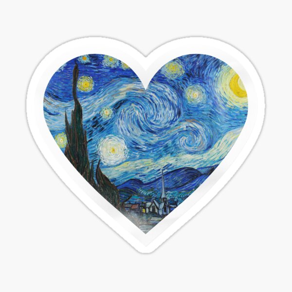 "Starry Night Heart" Sticker for Sale by MidnightMoonCo | Redbubble