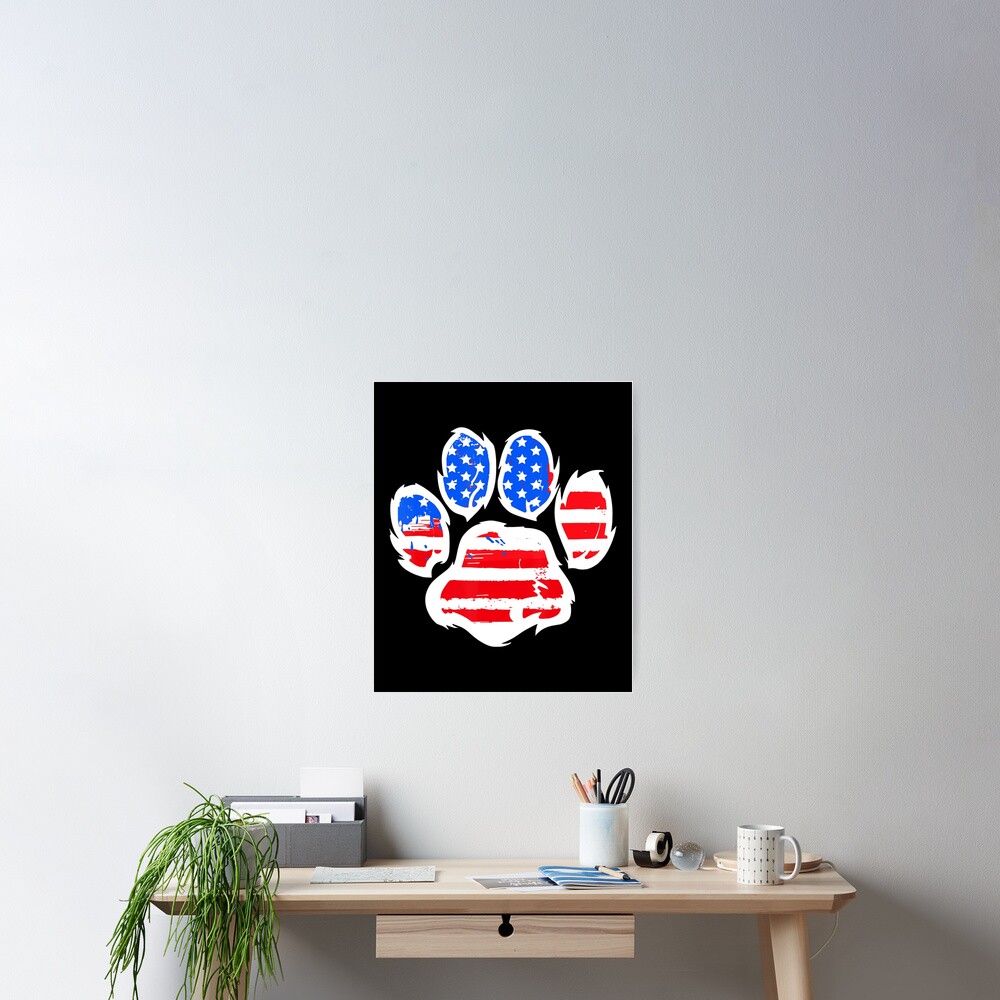 "Patriotic Furry Pride American Flag Fursuit Dog Paw Print" Poster for ...