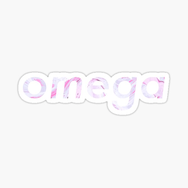 "Omega – pink marble" Sticker by darcy23 | Redbubble