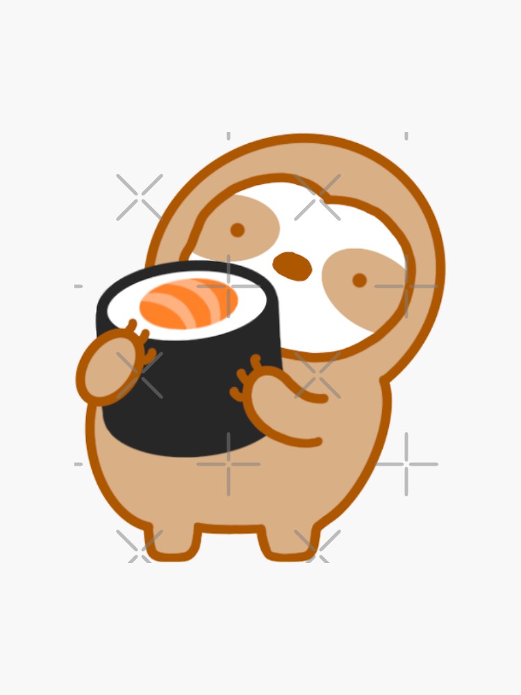 "Cute Salmon Sushi Roll Sloth" Sticker for Sale by theslothinme | Redbubble