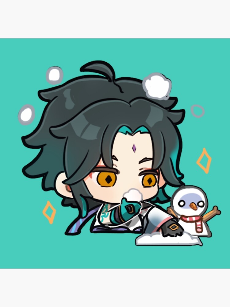 "Xiao with Chibi Snowman- Genshin Impact Xiao - Chibi Pack" Metal Print ...