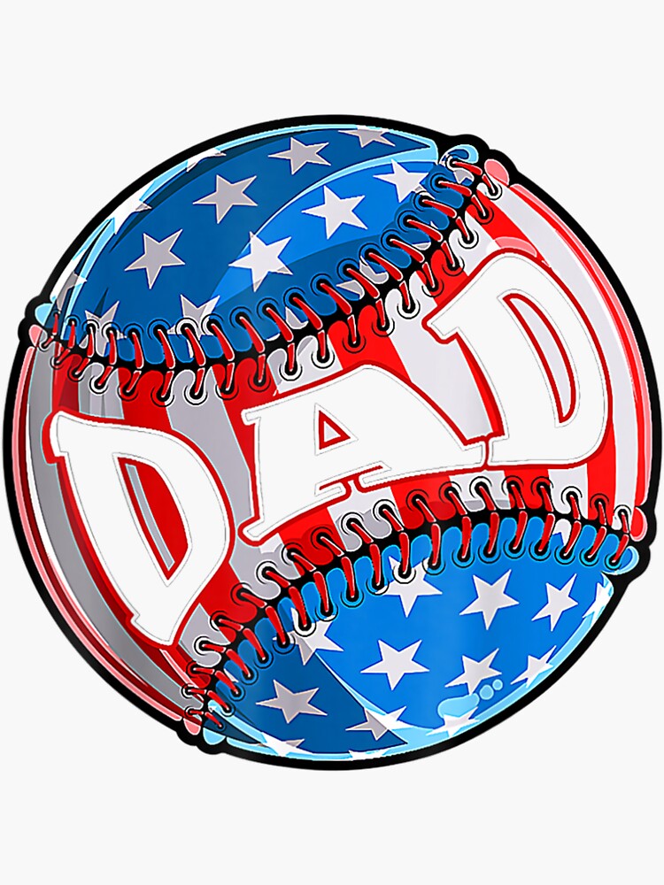 "Proud Baseball Dad American Flag Baseball Softball" Sticker for Sale ...