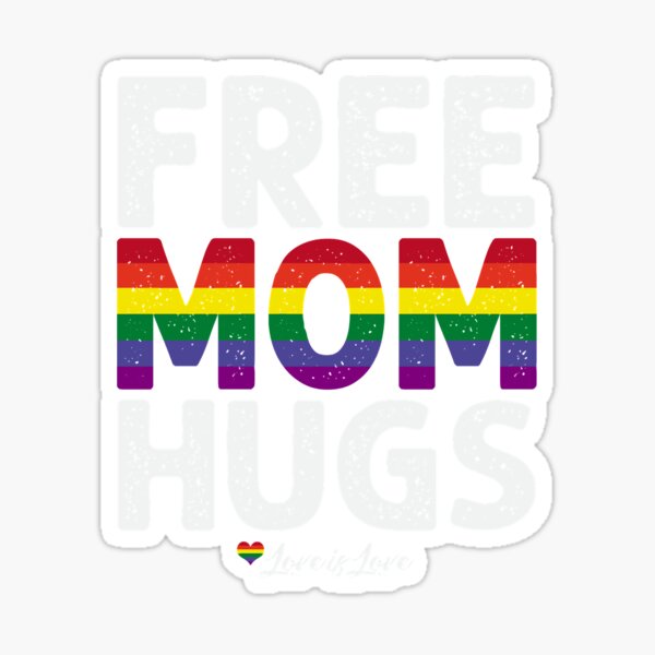 Pegatina «Mamá gratis abraza el corazón LGBT con la bandera del ...