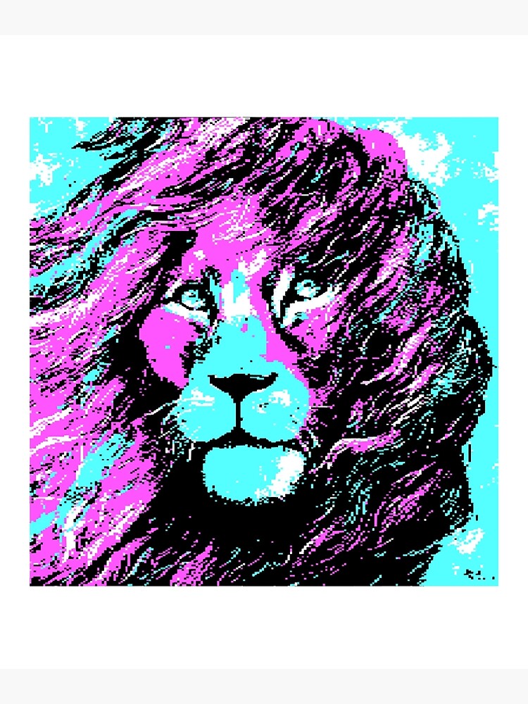 Póster «León Pop Art Style Pixels Ladrillos Animal Azul y rosa - Copia ...