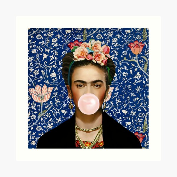 "Frida Kahlo Medway Blowing Pink Bubble gum" Art Print for Sale by ...