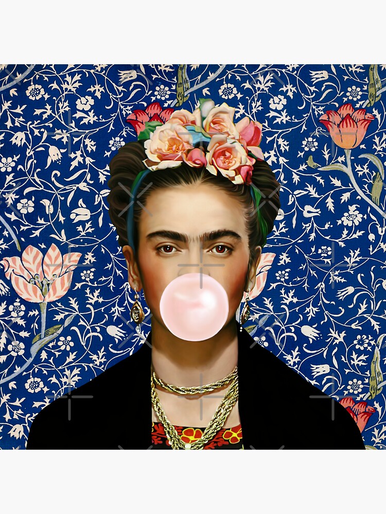 "Frida Kahlo Medway Blowing Pink Bubble gum" Sticker for Sale by ...