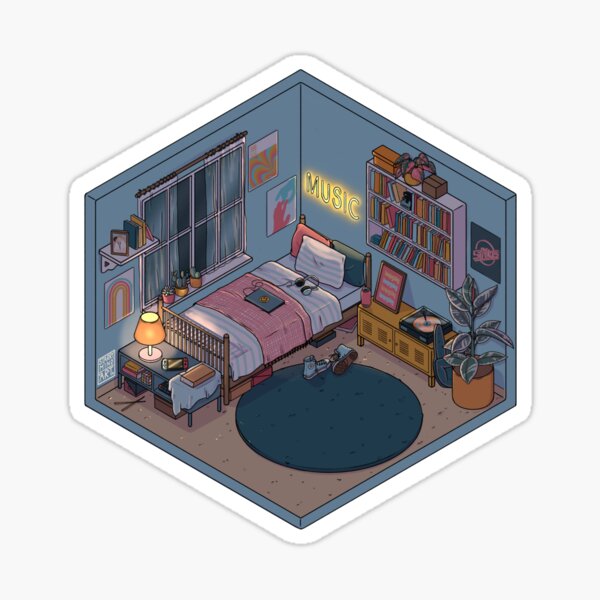 "Charlie's room at night" Sticker for Sale by starry-mind-art | Redbubble