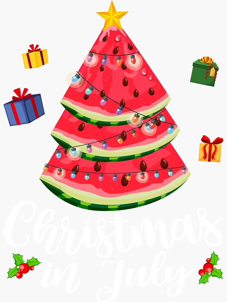 "Watermelon Christmas Tree Christmas In July Summer Vacation" Sticker ...