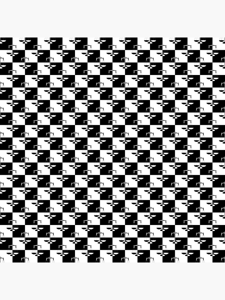 "Black and White Checkerboard Scales of Justice Legal Pattern" Sticker ...