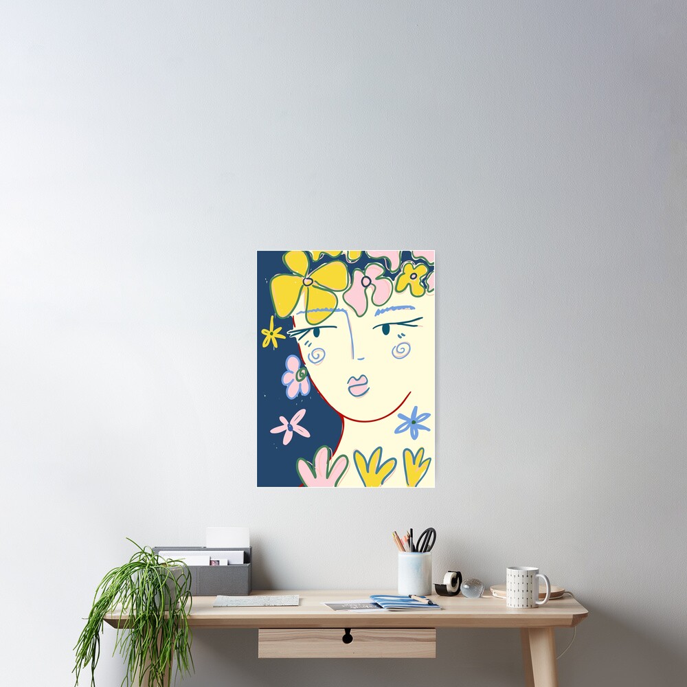 "Flower girl, Abstract art, Retro print, Woman art, Surreal print ...