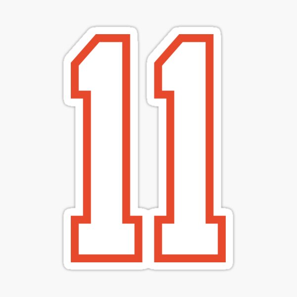 "Sports Number 11, white orange color lucky sport eleven" Sticker for ...