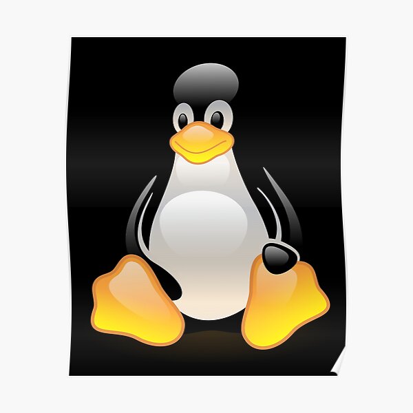 "Penguin Tux, The Linux Mascot (black background)" Poster for Sale by ...