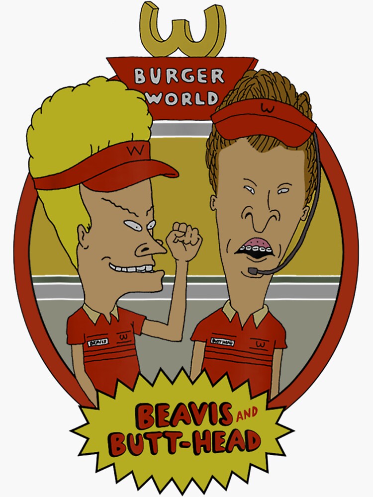 "Beavis and Butthead Work Sucks Burger World Circle Frame Poster Beavis ...