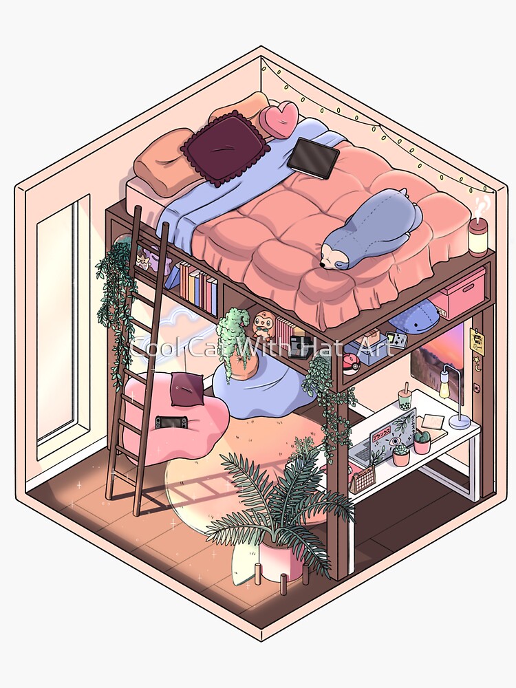 "Cute bedroom" Sticker for Sale by starry-mind-art | Redbubble