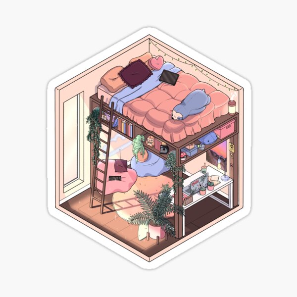 "Cute bedroom" Sticker for Sale by starry-mind-art | Redbubble