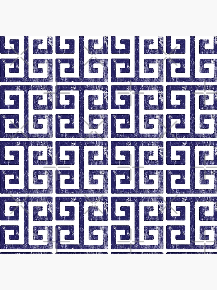 "Greek Key Blue and White Geometric Pattern" Throw Pillow for Sale by ...