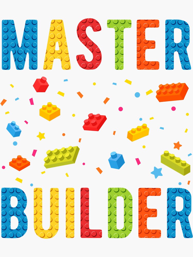 "Master Builder Kids Building Blocks Brick Builder" Sticker for Sale by ...