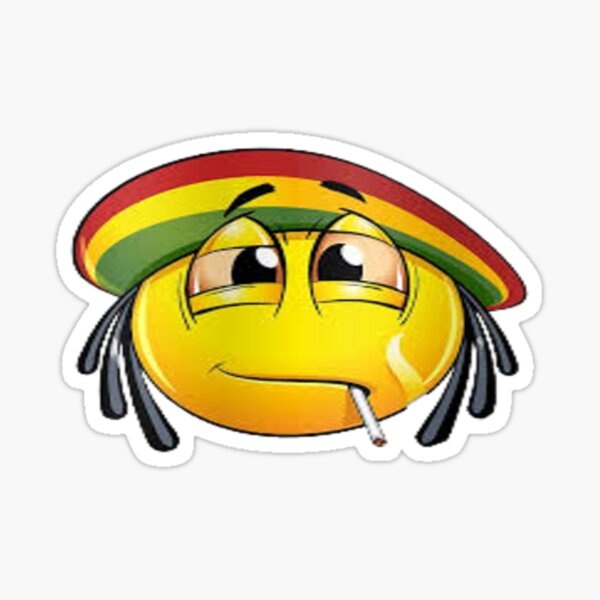 " Reggae Rastaman Yellow Emoji Smoking Marijuana Stock" Sticker for ...