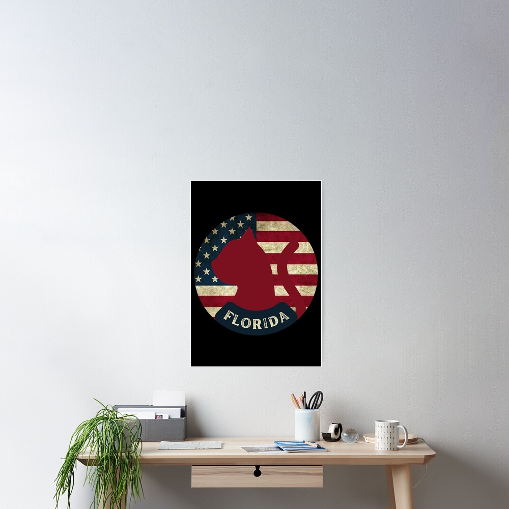 "Florida Distressed American Flag Cat Silhouette" Poster for Sale by ...