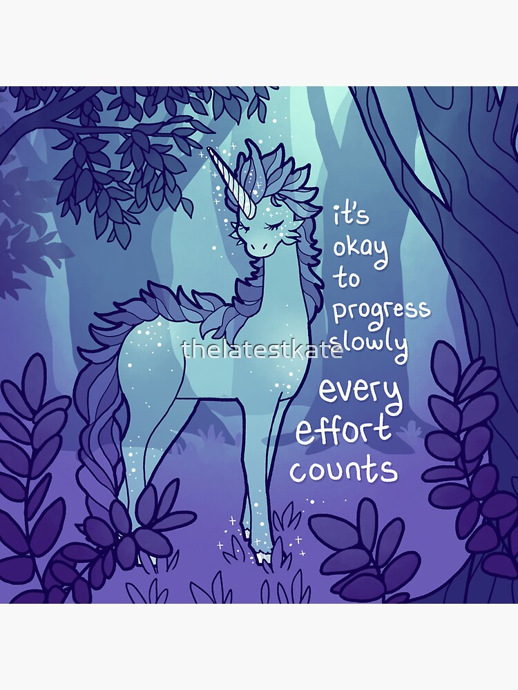 ""It's Okay to Progress Slowly" Spirit Kirin in Forest" Sticker for ...