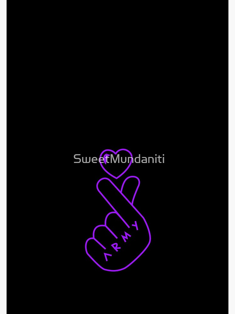 "Purple Finger Heart cute korean , army knuckles bts line art" Spiral ...