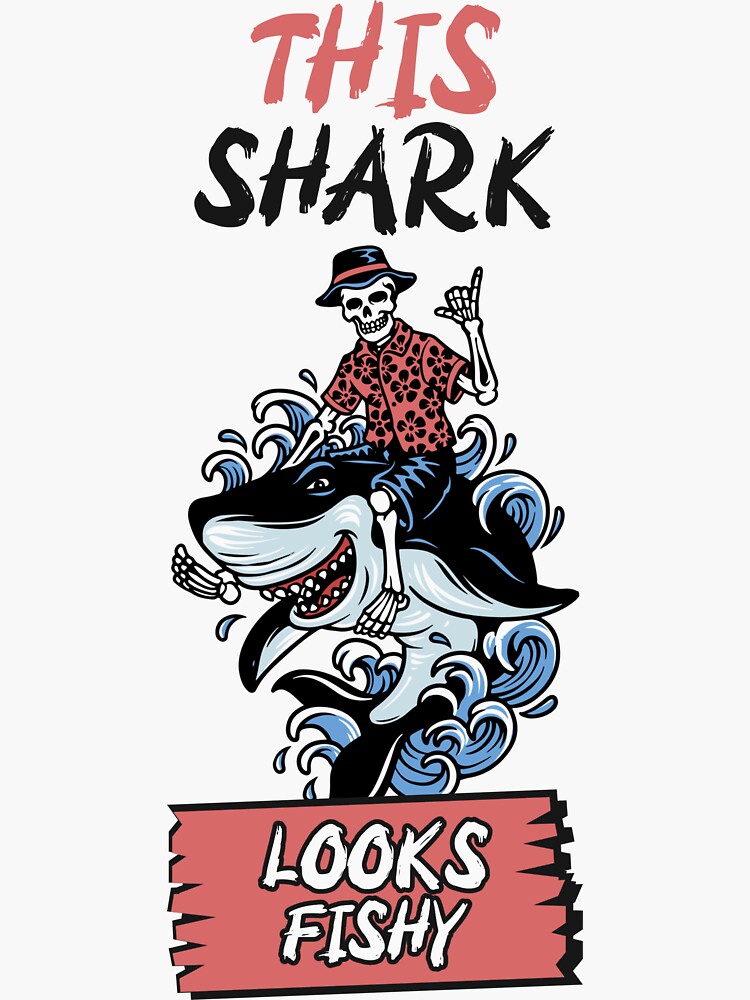 "This Shark Looks Fishy" Sticker for Sale by SweetWearStore | Redbubble