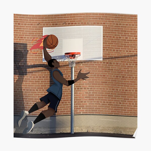 "Flaming Slam Dunk" Poster for Sale by CrossThunder | Redbubble