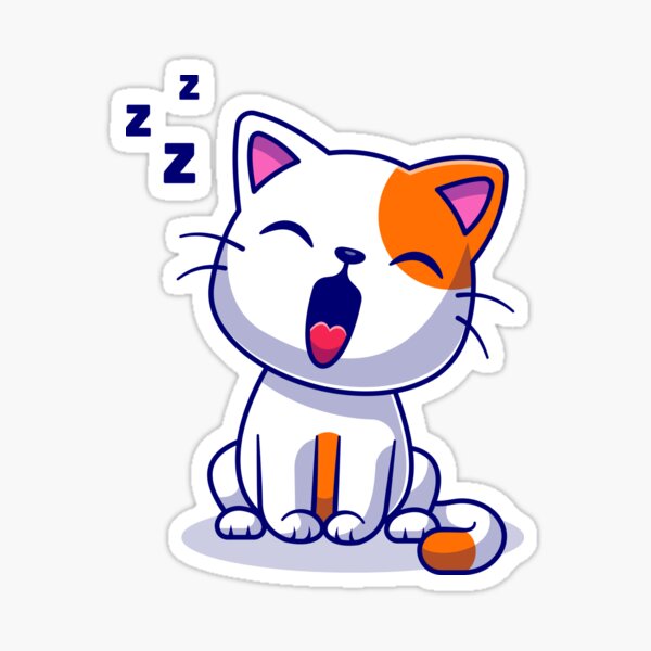 "Cute Cat - Sleepy Kitty" Sticker for Sale by samx-designs | Redbubble