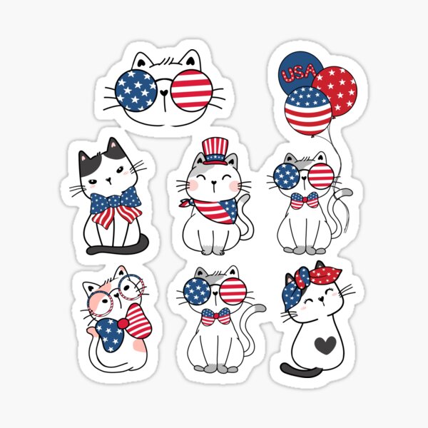 "Patriotic Cat Sticker Pack" Sticker for Sale by sjohnson70 | Redbubble