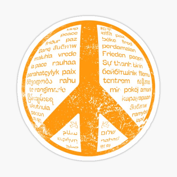 "Orange Peace sign." Sticker for Sale by Urbanksy | Redbubble