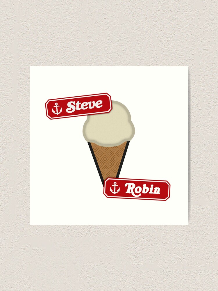 "Stranger Things Ice Cream with Steve and Robin Nametags" Art Print for ...