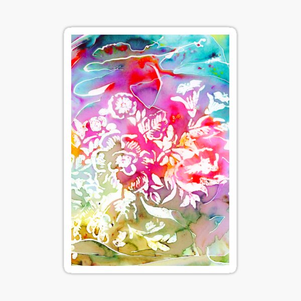 "Abstract Watercolor Floral Pink Blue Green Painting" Sticker for Sale ...