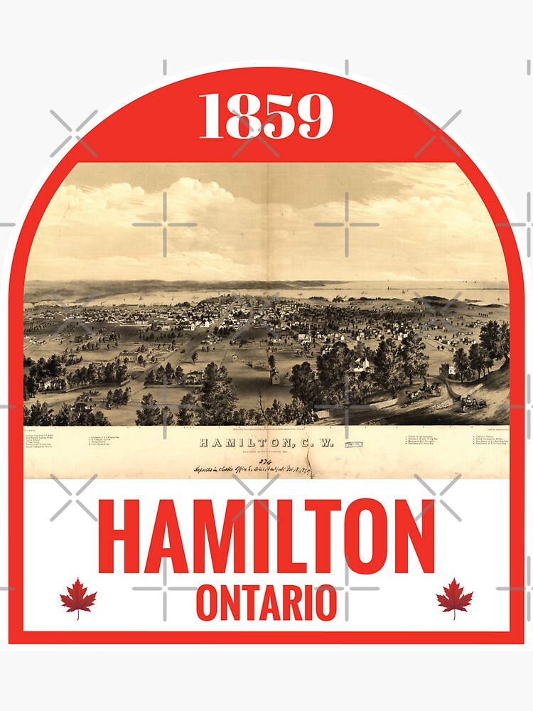 "Hamilton Ontario 1859 - Map" Sticker for Sale by cartoon | Redbubble