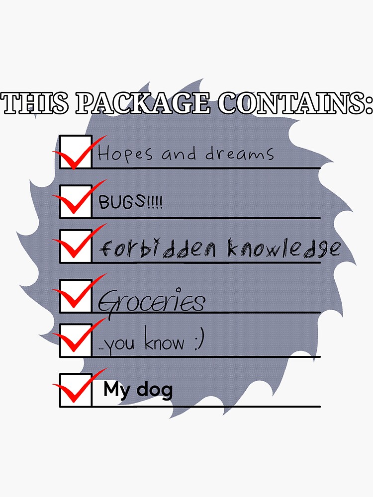 "This Package Contains:" Sticker for Sale by juggalombre | Redbubble