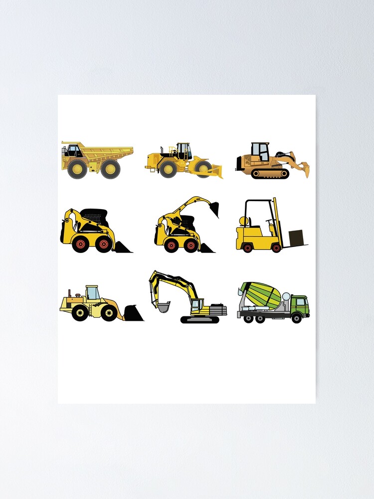 "Construction machinery and excavators" Poster for Sale by Maachouk01 ...
