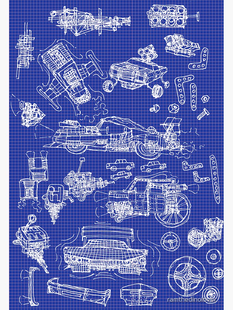 "Car Schematics blueprint" Sticker for Sale by ramthedinolover | Redbubble