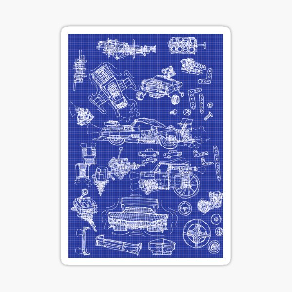 "Car Schematics blueprint" Sticker for Sale by ramthedinolover | Redbubble