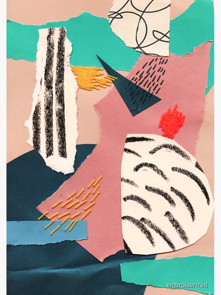 "abstract collage with embroidery" Sticker for Sale by embroiderrred ...