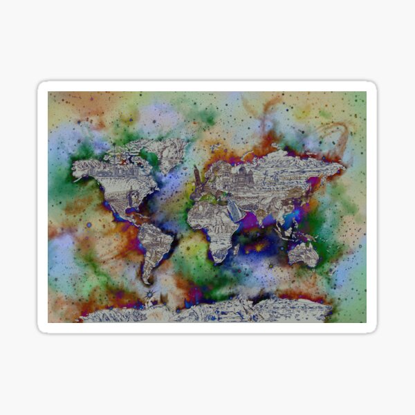 "world map" Sticker by BekimART | Redbubble