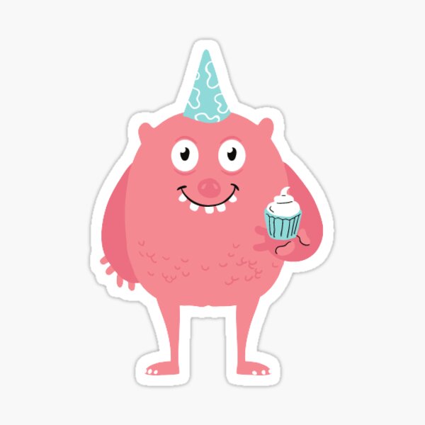 "Birthday monster yak " Sticker for Sale by Pinkeyoffe | Redbubble