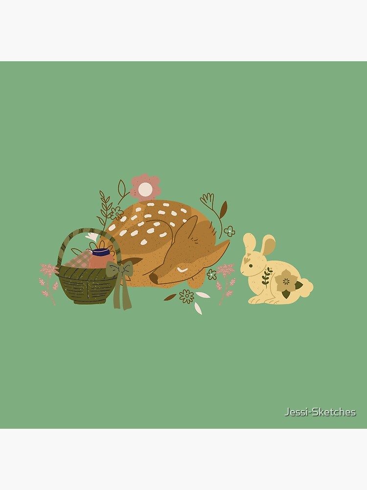 "Cute Cottagecore Deer and Bunny" Poster for Sale by Jessi-Sketches ...