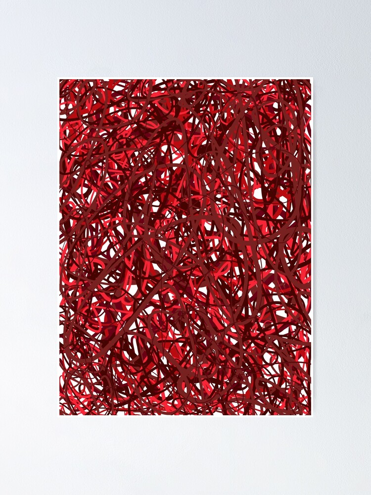 "Red Abstract Scribble Painting Doodle Oil Acrylic Modern Modernist Miminal Minimalist ...