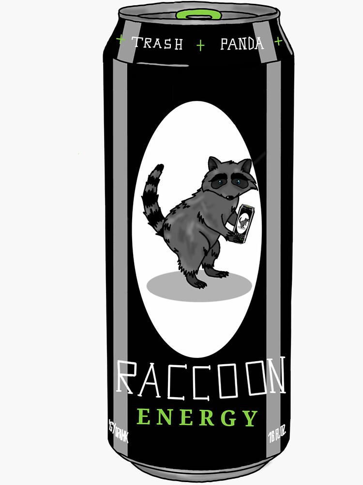 "Raccoon energy drink" Sticker for Sale by Hazy42 | Redbubble